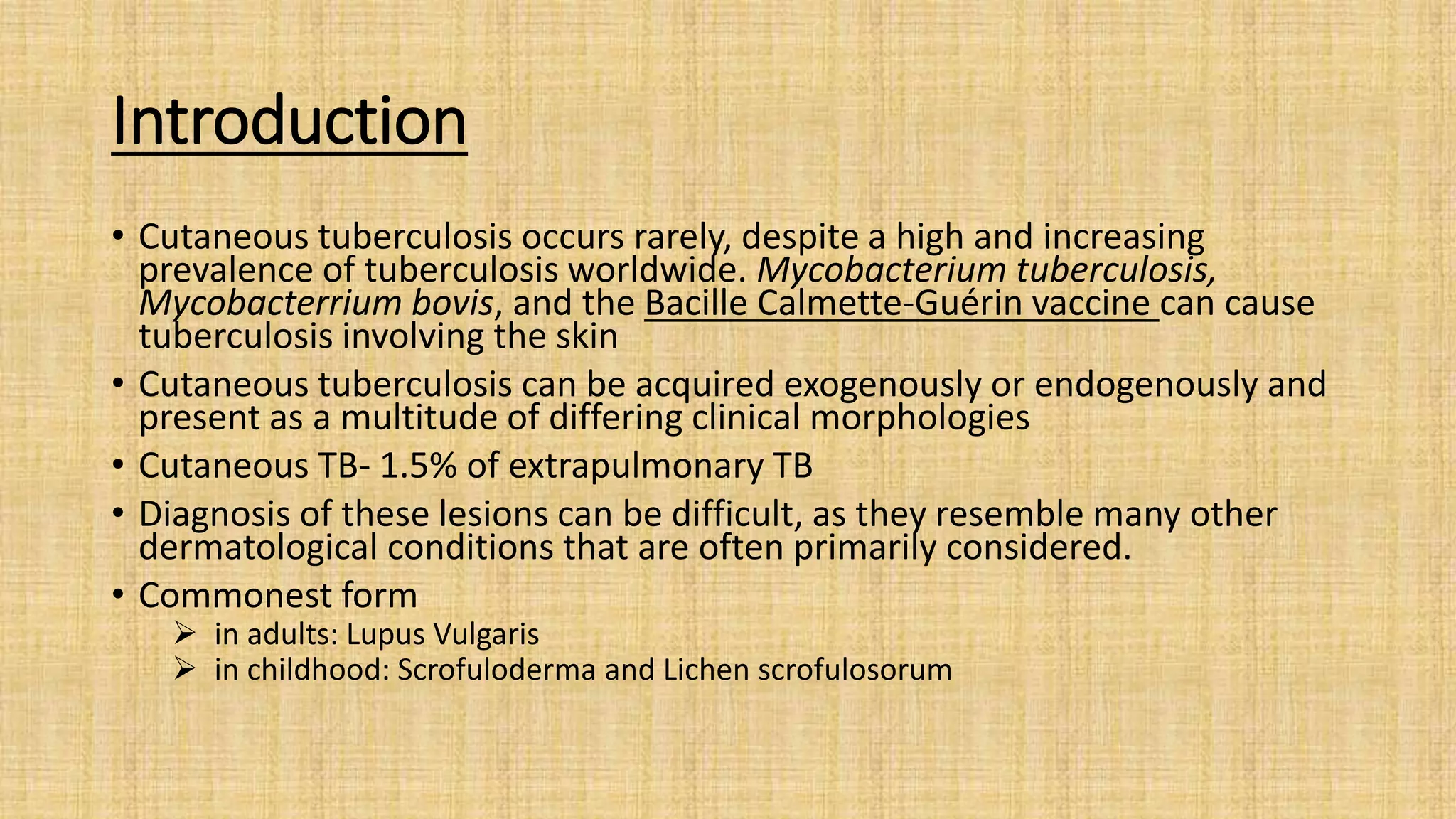 Cutaneous tuberculosis | PPTX | Infectious Diseases | Diseases and Conditions