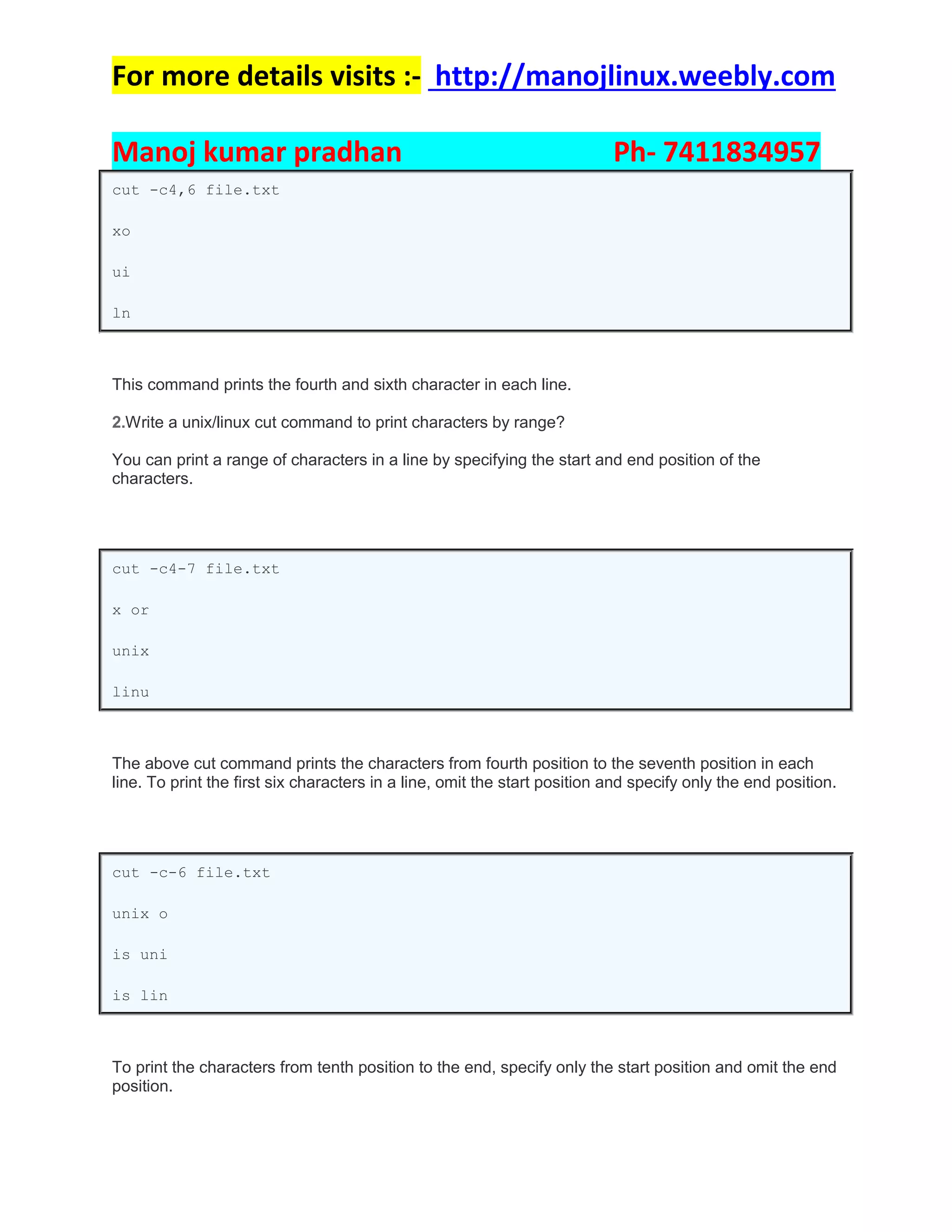 Cut Command In Unix Pdf 2191