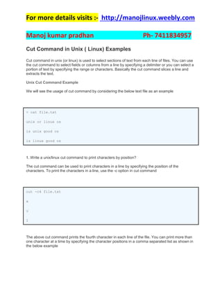 Cut command in unix | PDF