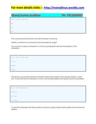 Cut command in unix | PDF