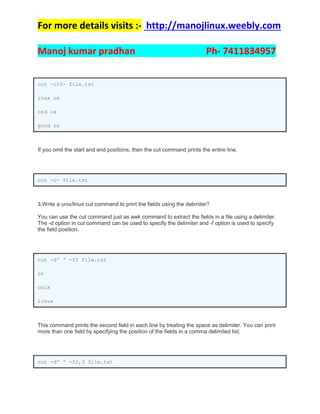 Cut command in unix | PDF