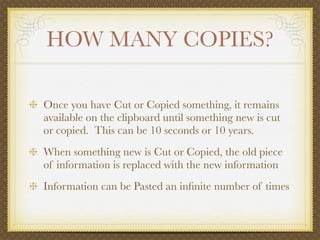 Cut, copy and paste | KEY