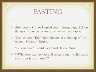 Cut, copy and paste | KEY