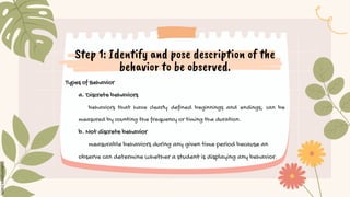 STEPS IN OBSERVING STUDENT'S BEHAVIOR. PPT | PPTX