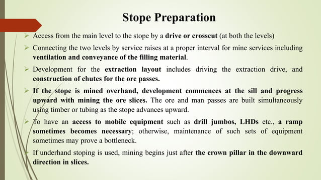 Cut & fill mining method | PPTX | Geology | Science