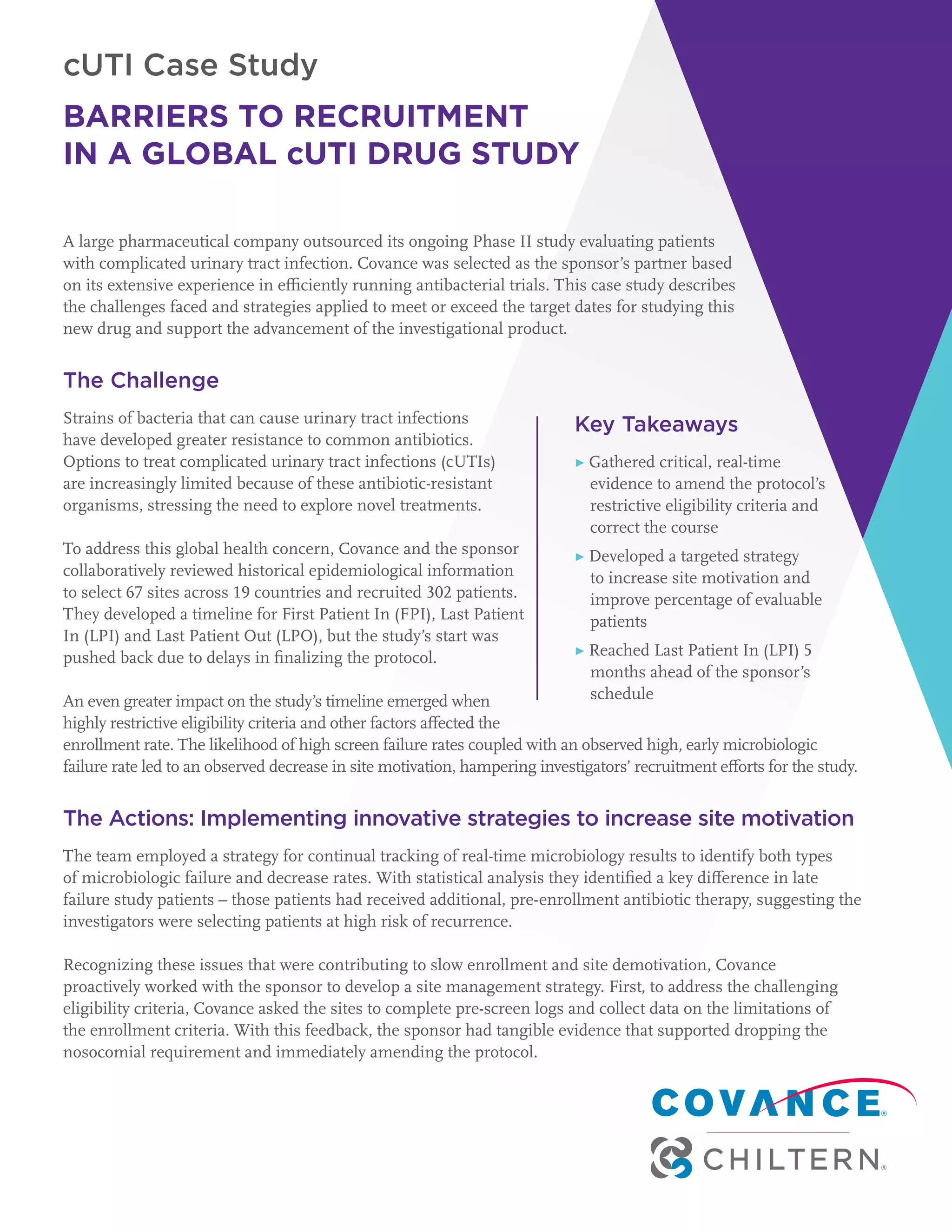 Barriers to Recruitment in a Global cUTI Drug Study Case Study | PDF