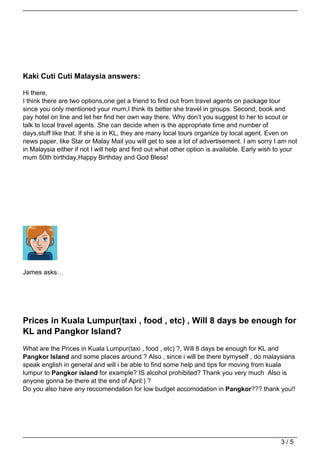 Cuti-cuti Malaysia: Pangkor Island | PDF | Asia Travel | Travel Locations