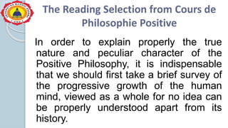 "Positive Philosophy" by August Comte | PPT