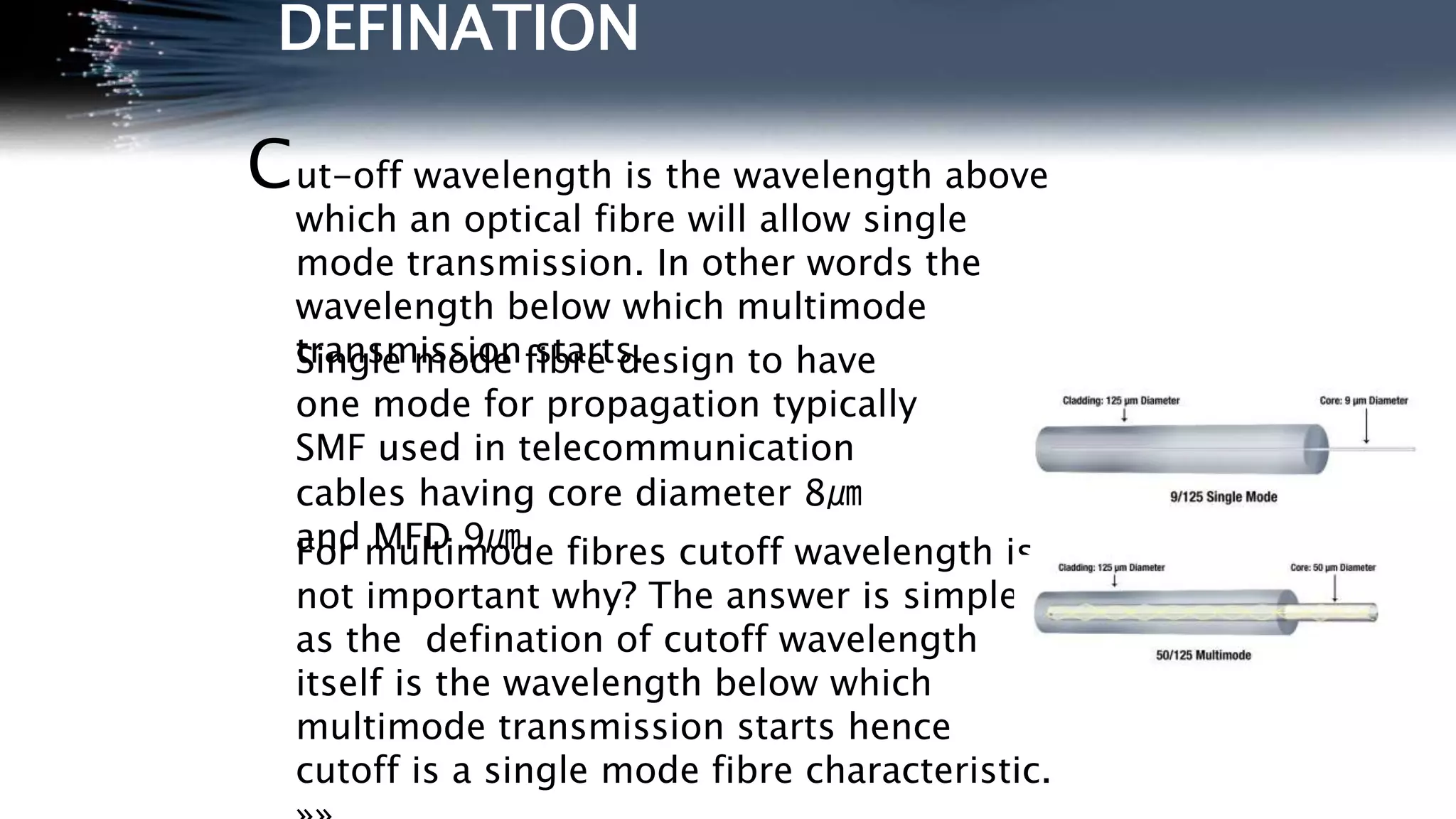 Cutoff wavelength in optical fibre | PPTX