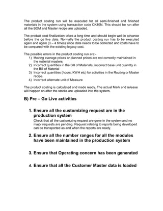 Cutover activities | PDF