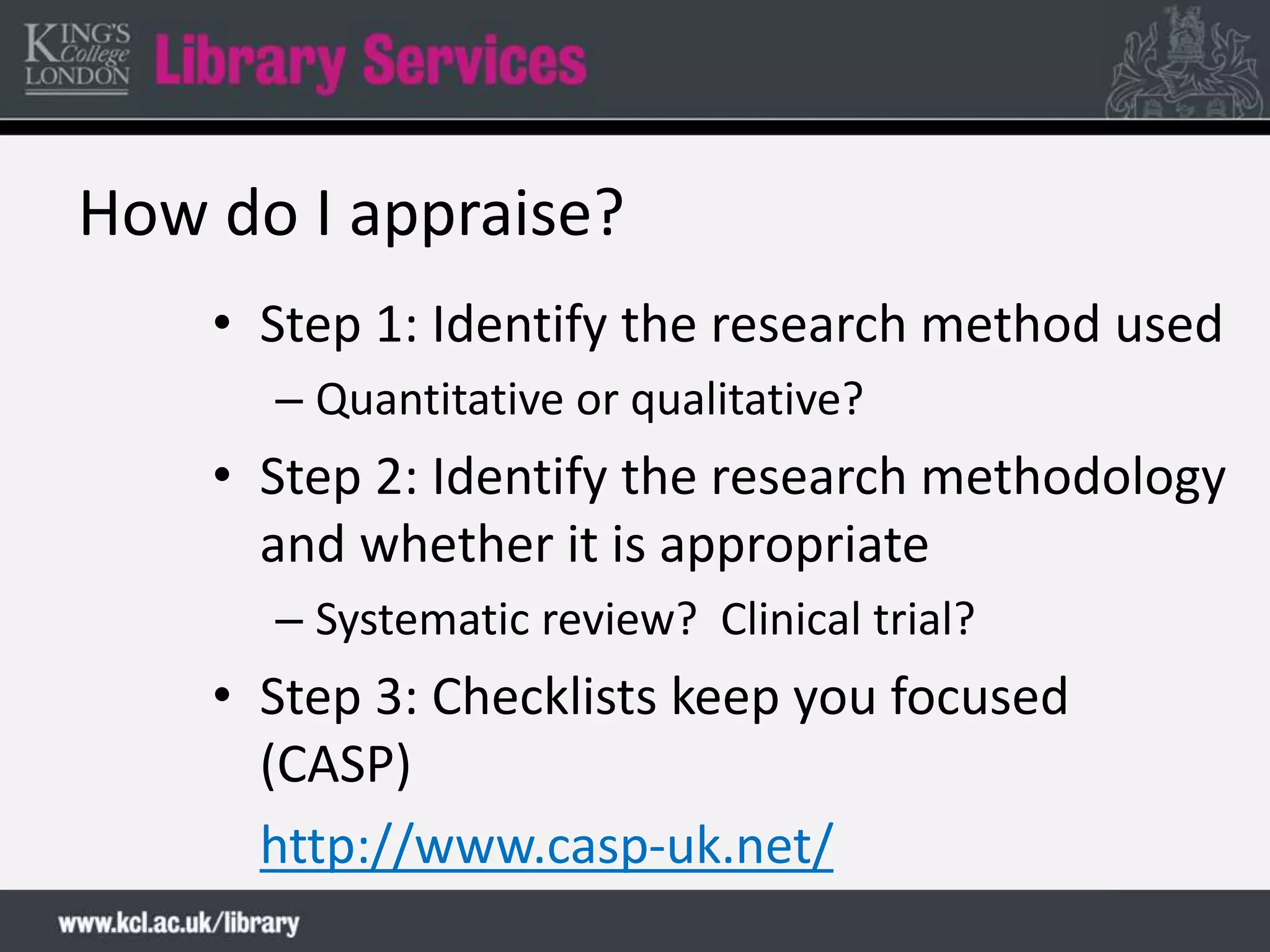 Quick introduction to critical appraisal of quantitative research | PPTX