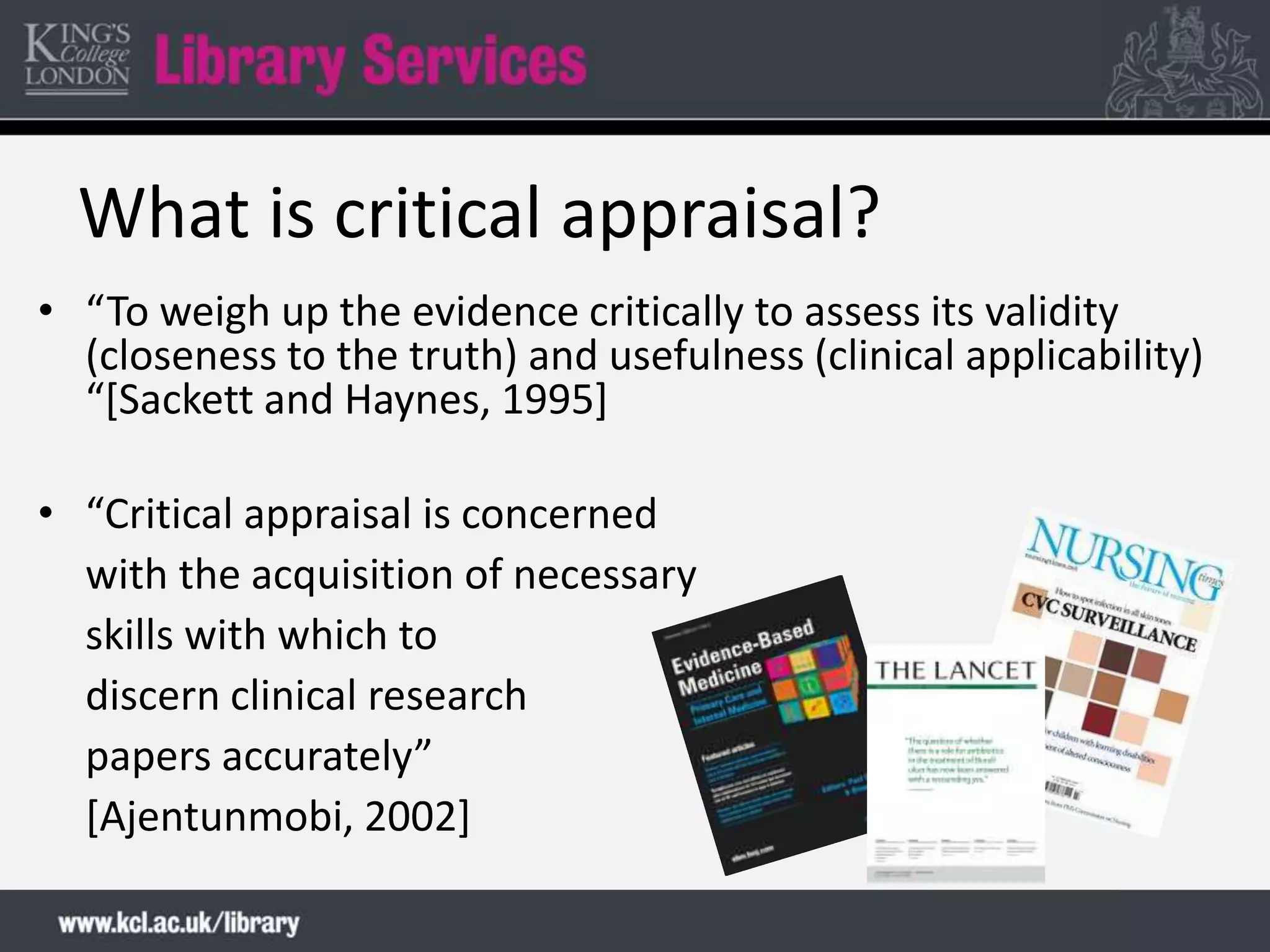 Quick introduction to critical appraisal of quantitative research | PPTX