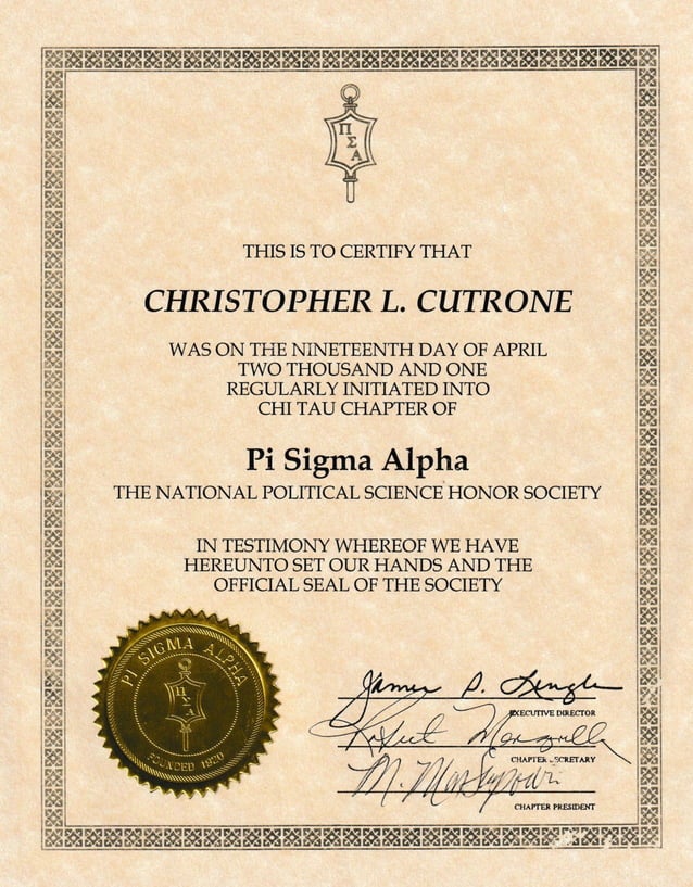 Pi Sigma Alpha Certificate | PDF
