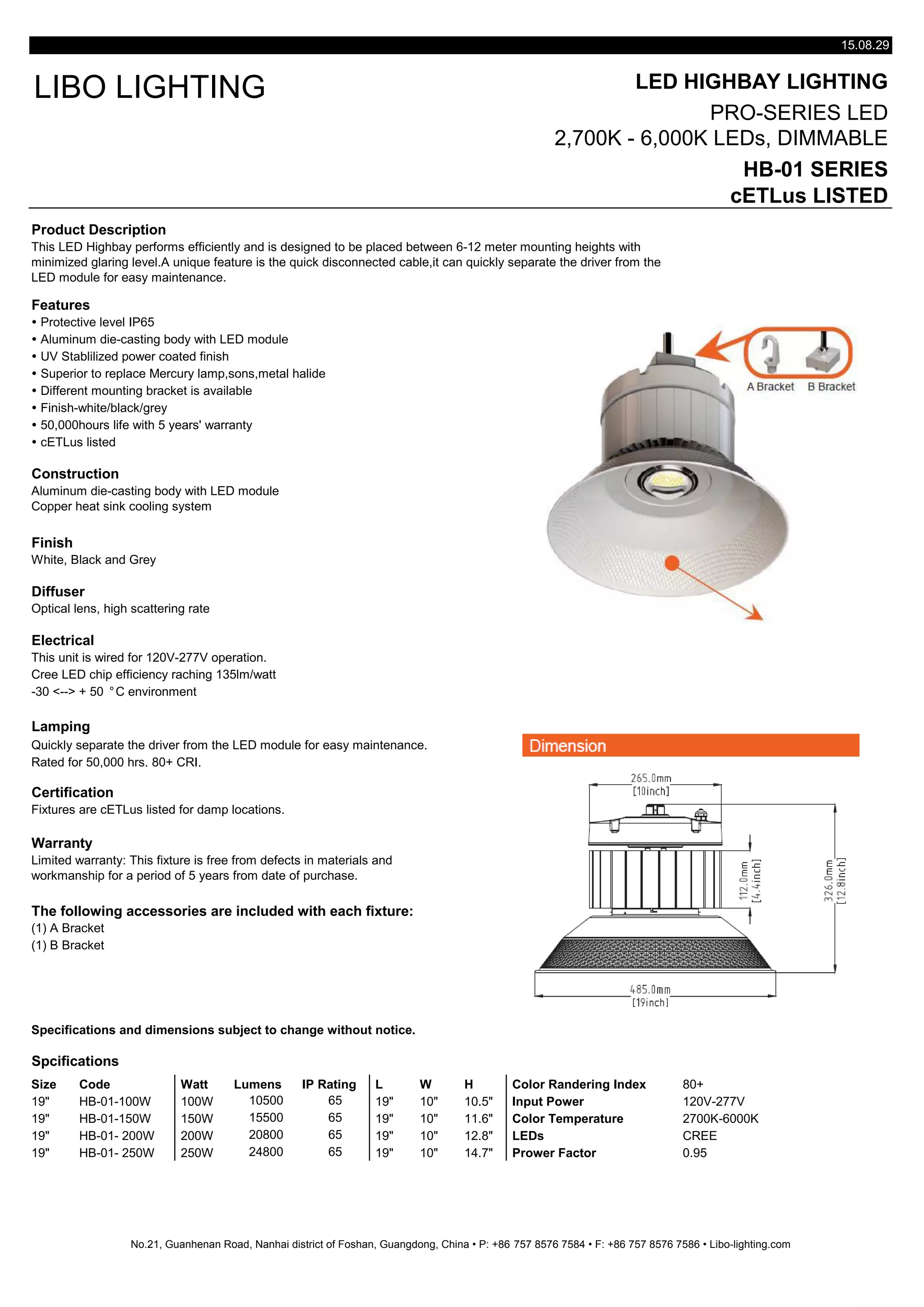 Cut sheet high bay | PDF