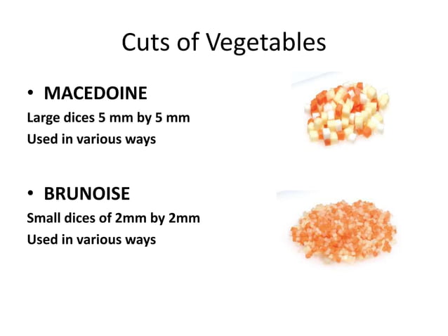 Cuts of veg | PPTX | Cooking | Food & Drink