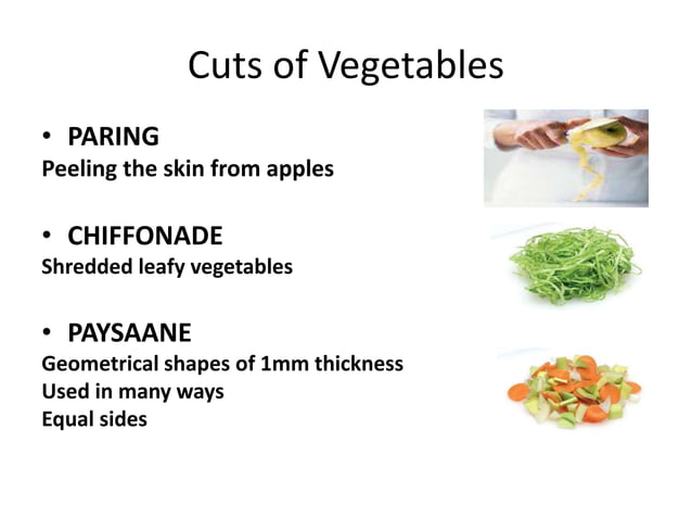 Cuts of veg | PPTX | Cooking | Food & Drink