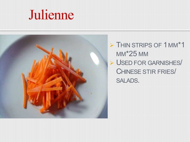 Cuts of Vegetable | PPTX | Cooking | Food & Drink