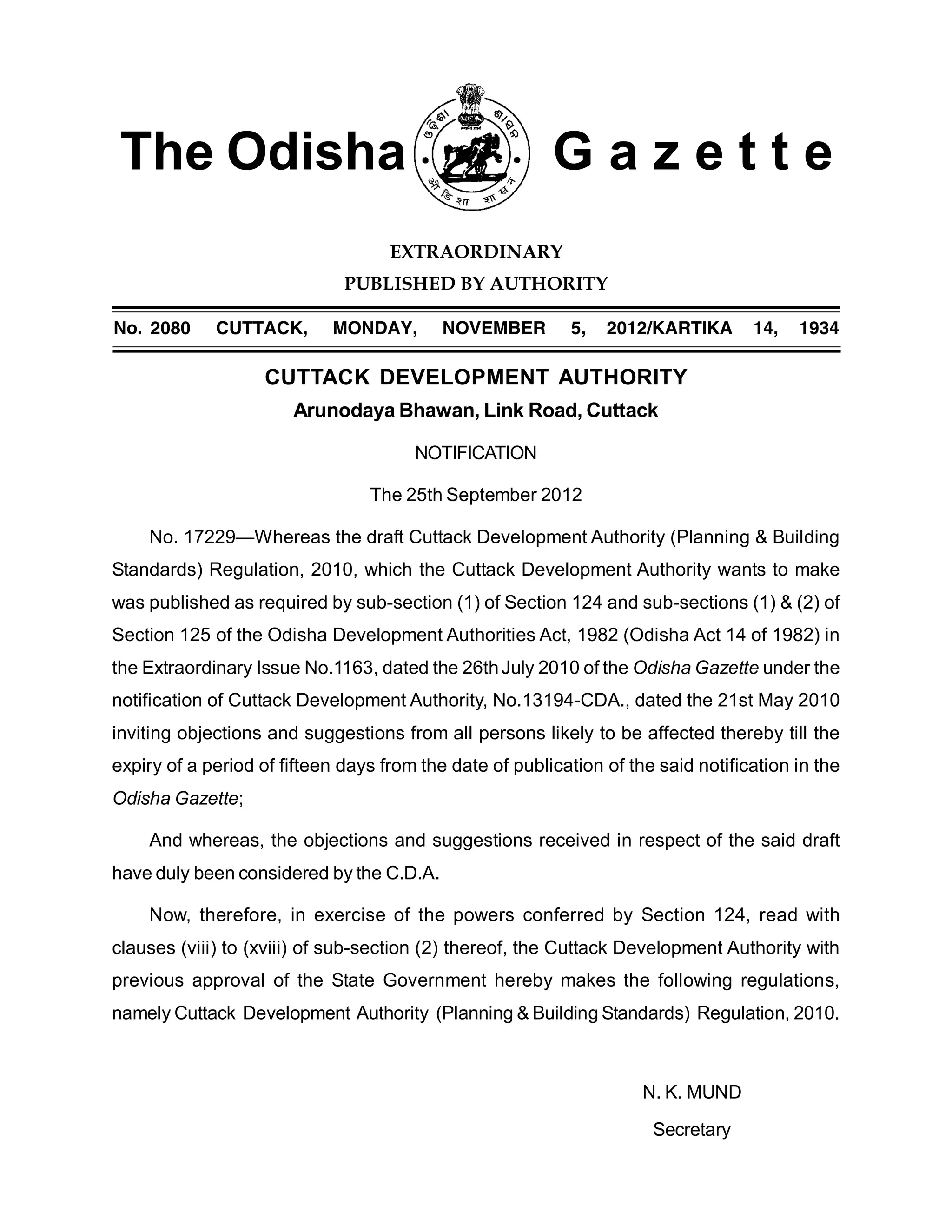 Cuttack Development Authority - Planning and Building Standards ...