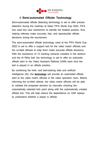 FIFA World Cup 2022 to Use Cutting-edge Technology Throughout Games | PDF