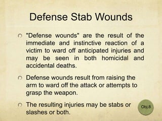 Cutting and Stabbing Wounds - Criminal Documentation | PPTX