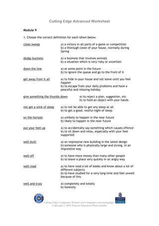 Cutting edge advanced worksheet | PDF