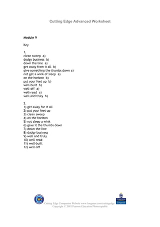 Cutting edge advanced worksheet | PDF