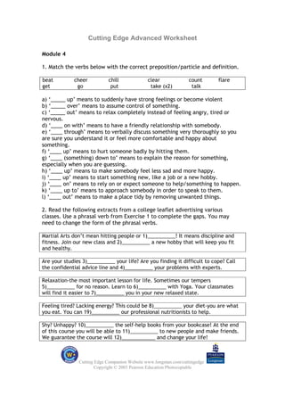 Cutting edge advanced worksheet | PDF