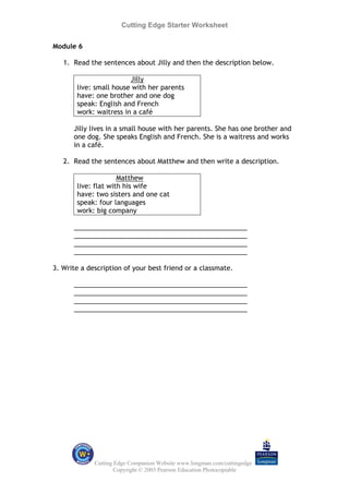 Cutting edge starter worksheet | PDF