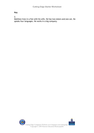 Cutting edge starter worksheet | PDF