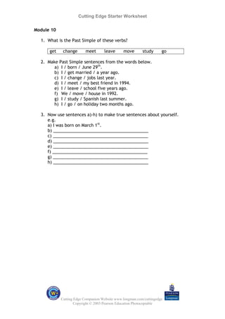 Cutting edge starter worksheet | PDF
