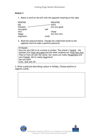 Cutting edge starter worksheet | PDF