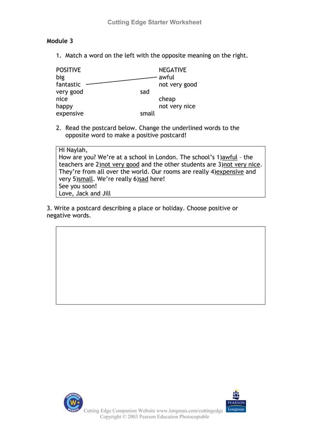 Cutting edge starter worksheet | PDF | Education