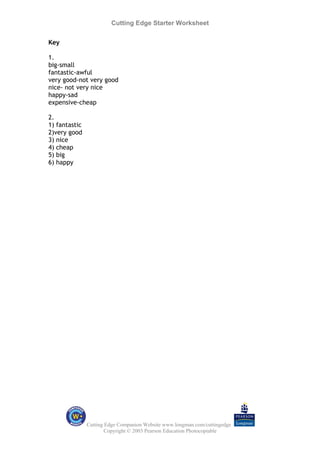 Cutting edge starter worksheet | PDF