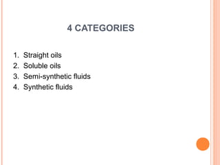Cutting fluids,Uses,Effects over humans | PPT