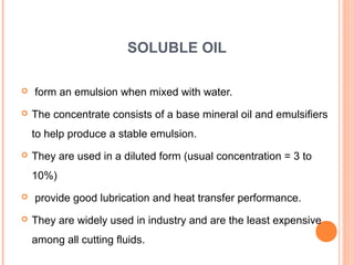 Cutting fluids,Uses,Effects over humans | PPT