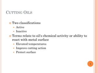 Cutting fluids presentation about cutting | PDF