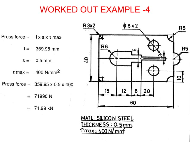 Press Tool Design Cutting Force Calculation Force Ppt