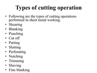 Cutting operations | PPTX