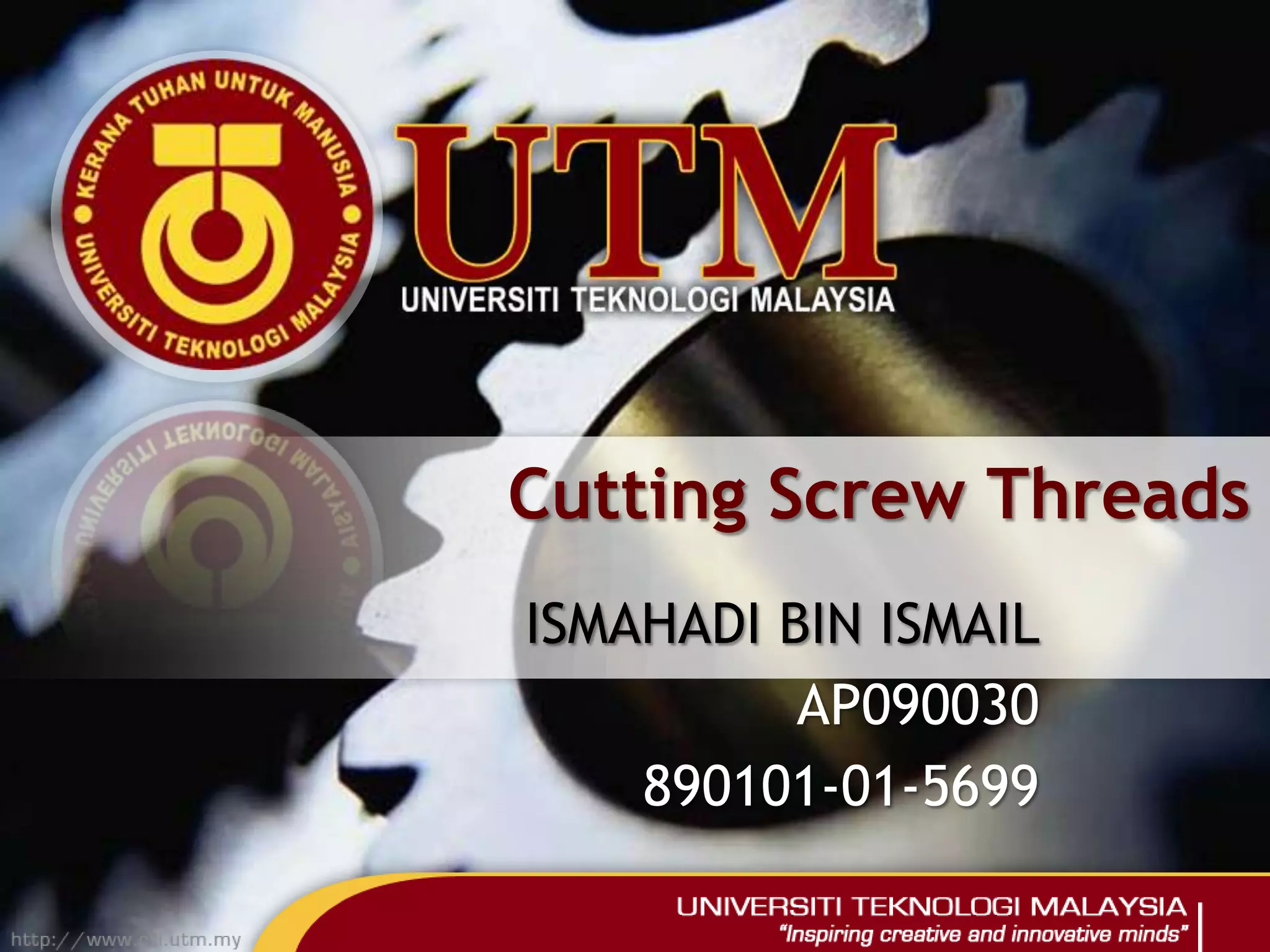 Cutting screw threads | PPT