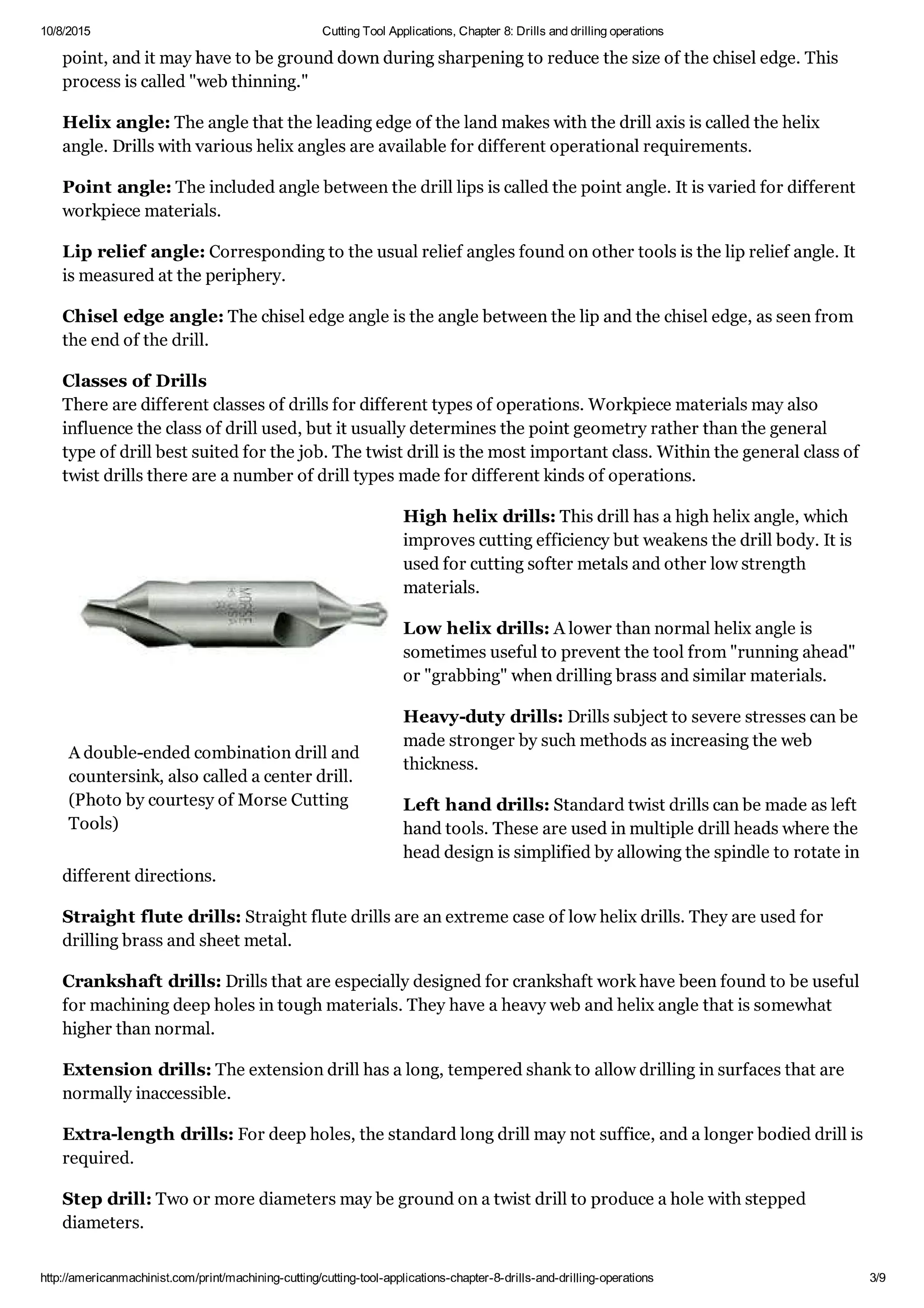 Cutting tool applications, chapter 8 drills and drilling operations | PDF
