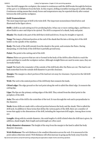 Cutting tool applications, chapter 8 drills and drilling operations | PDF