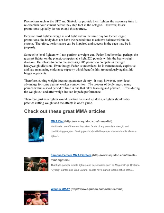 Cutting weight in mma | PDF