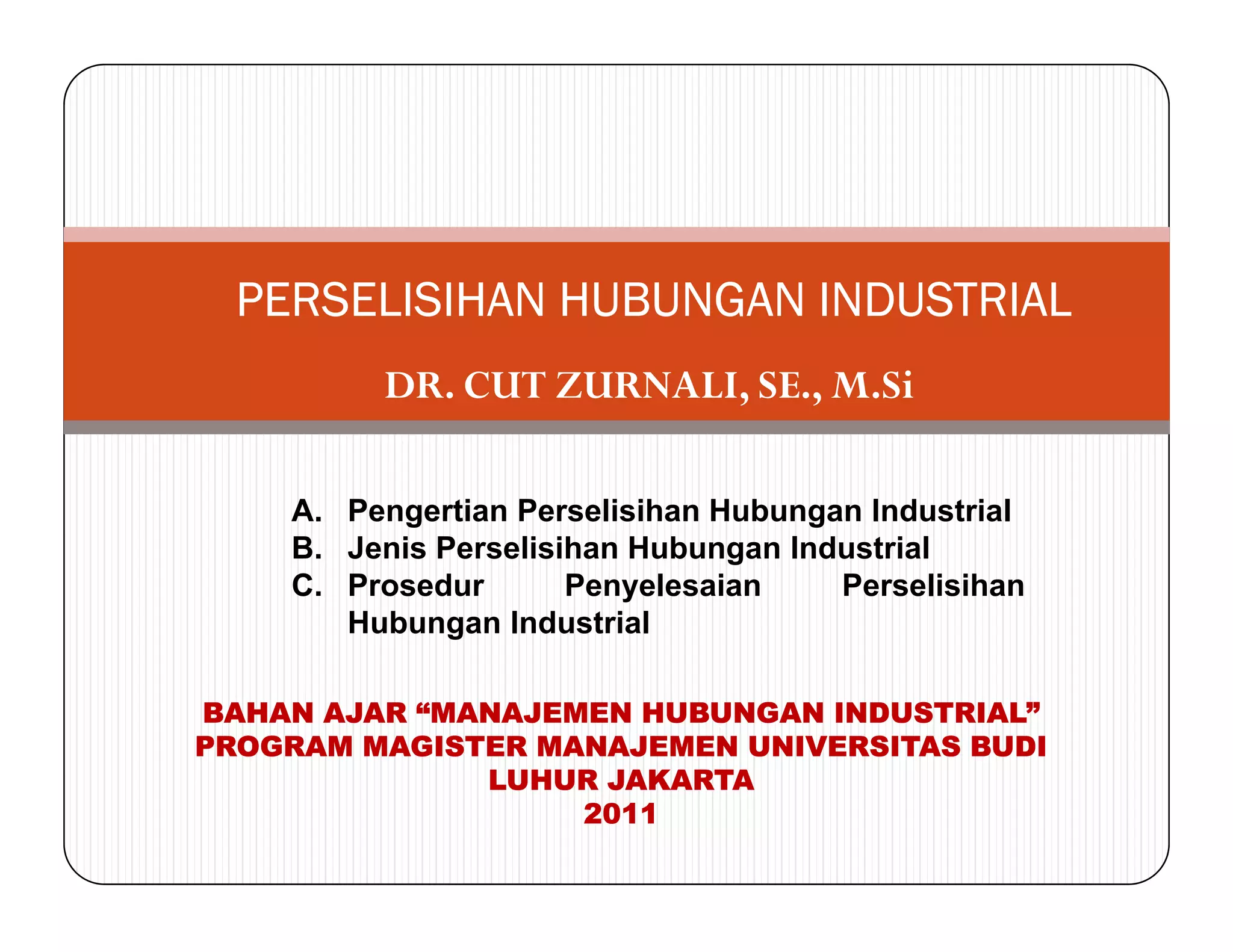 Cut Zurnali - Perselisihan Hubungan Industrial | PDF