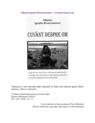 Sfântul Ignatie Briancianinov - Cuvânt despre om | PDF