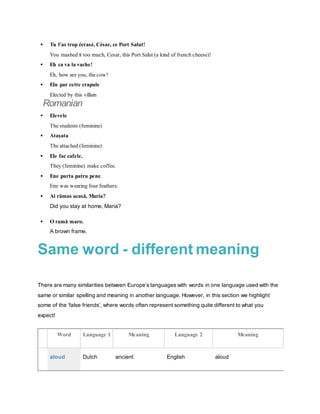 Cuvinte cu sens unic | DOCX