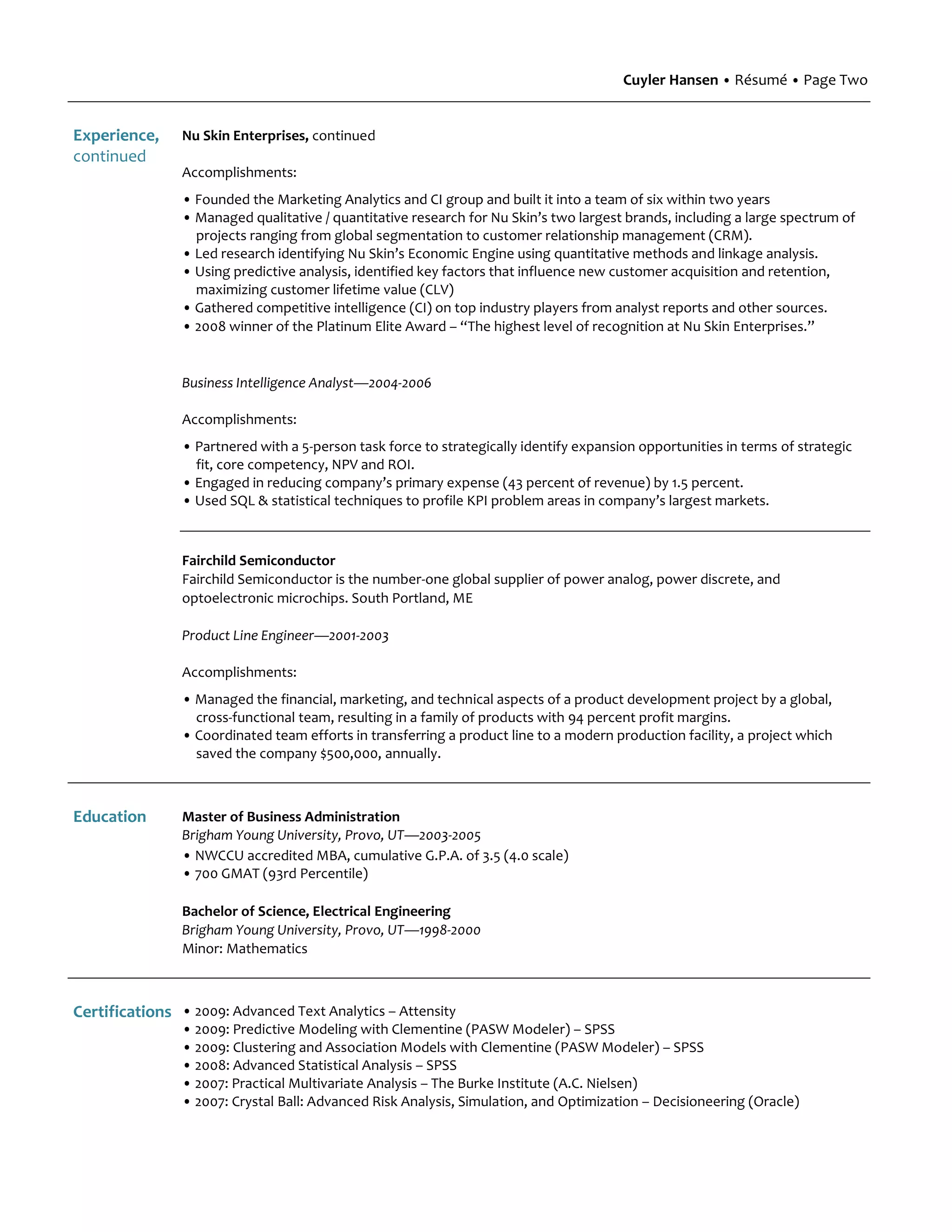 Cuyler Hansen Resume | PDF