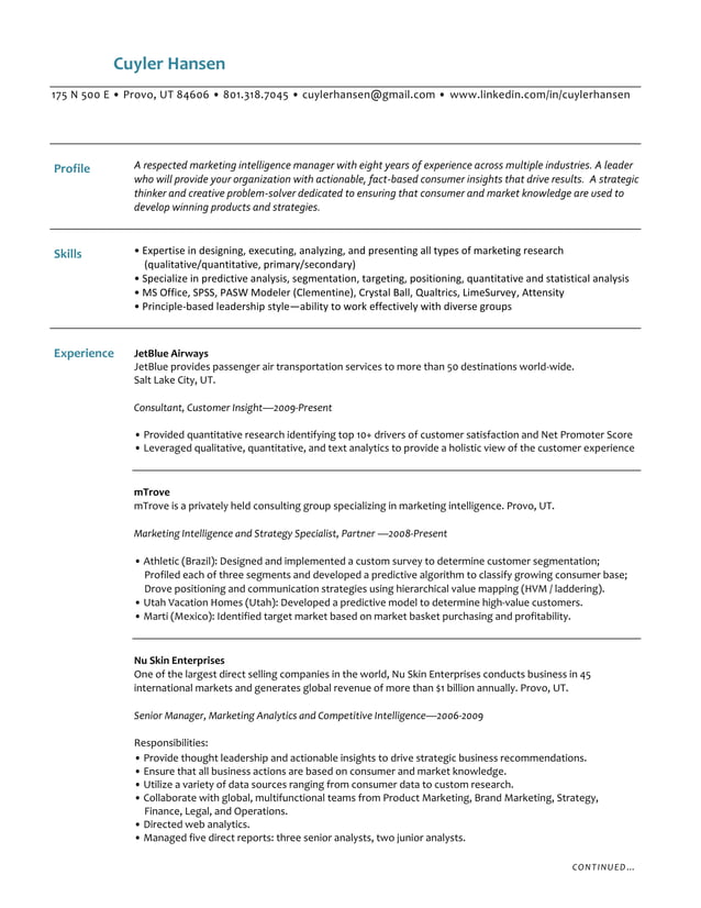 Cuyler Hansen Resume | PDF