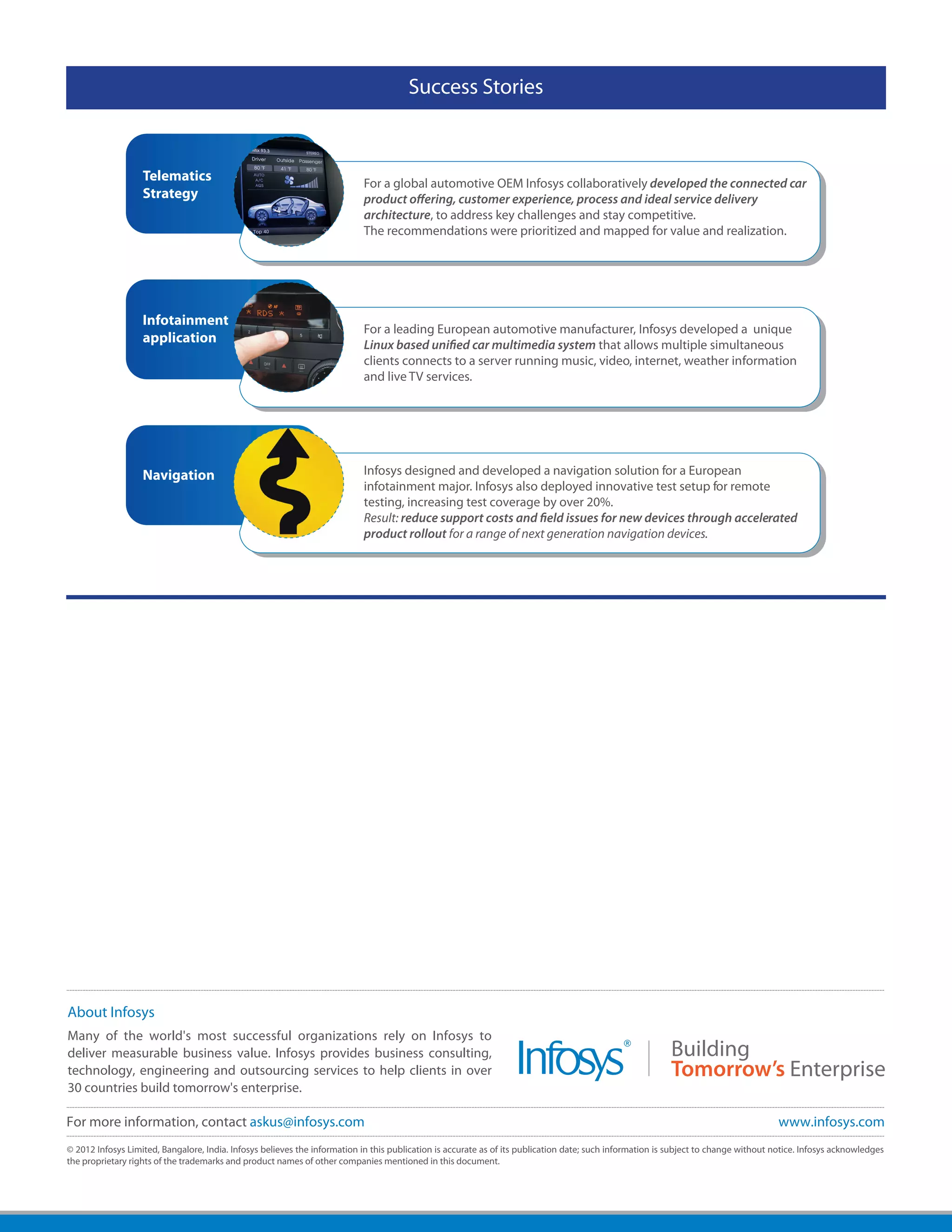 Infosys Connected Vehicle Service Offerings | PDF