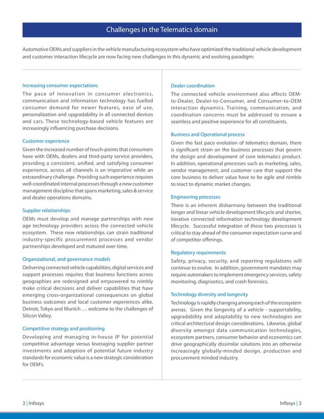Infosys Connected Vehicle Service Offerings | PDF