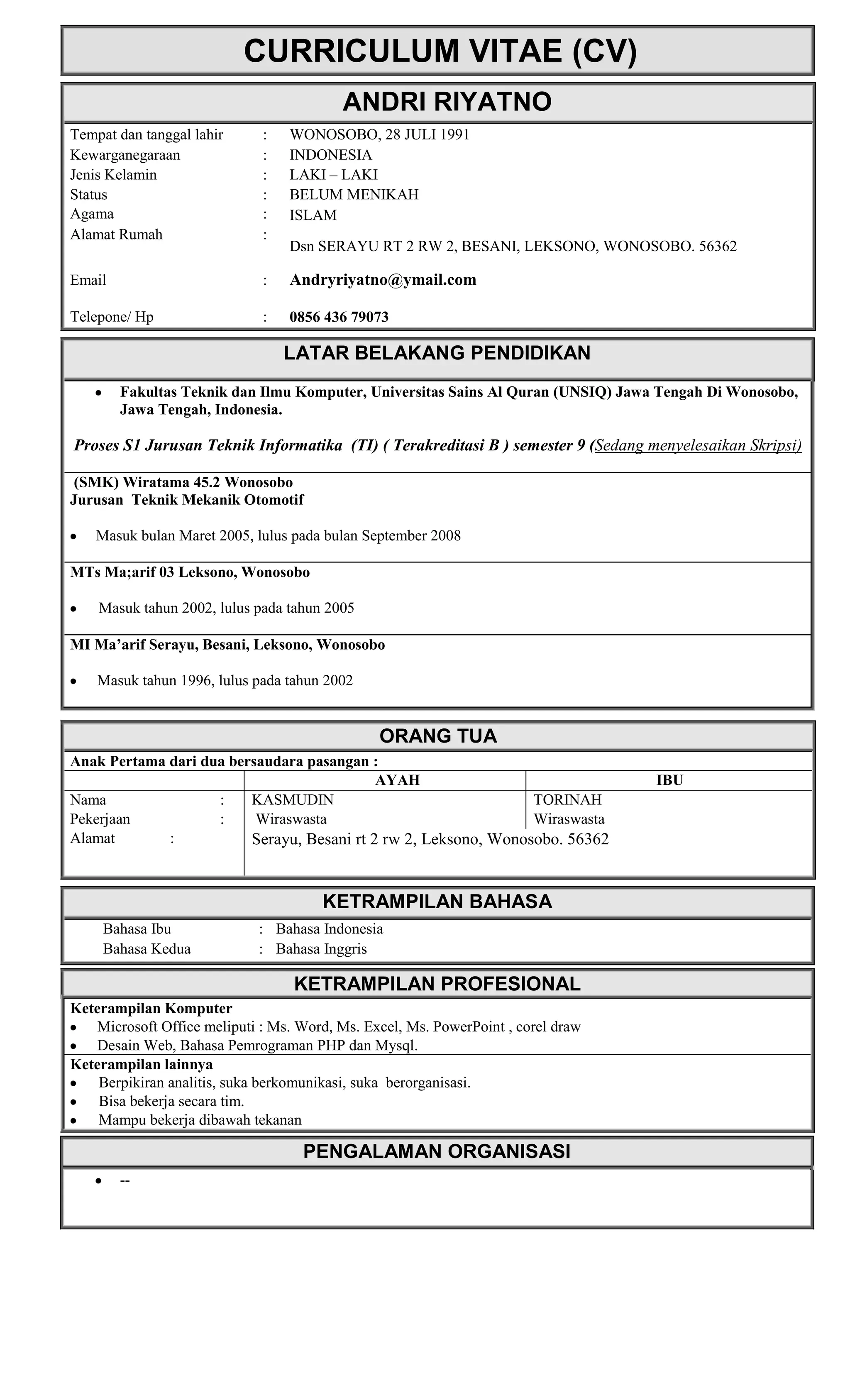 Curicullum Vitae | DOCX